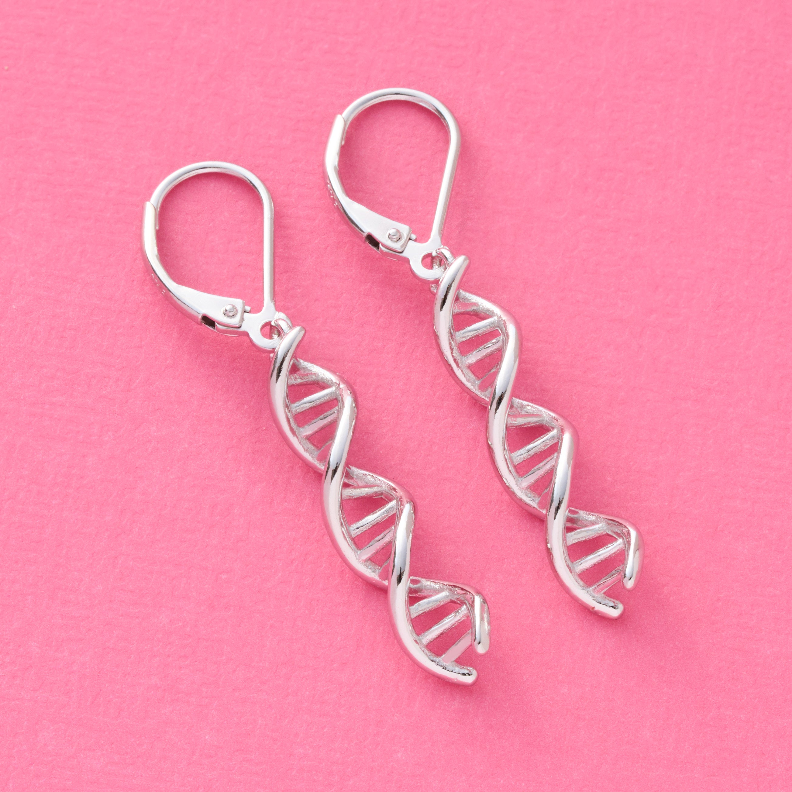 Leverback DNA Earrings - White Gold – AdaMarie Jewelry