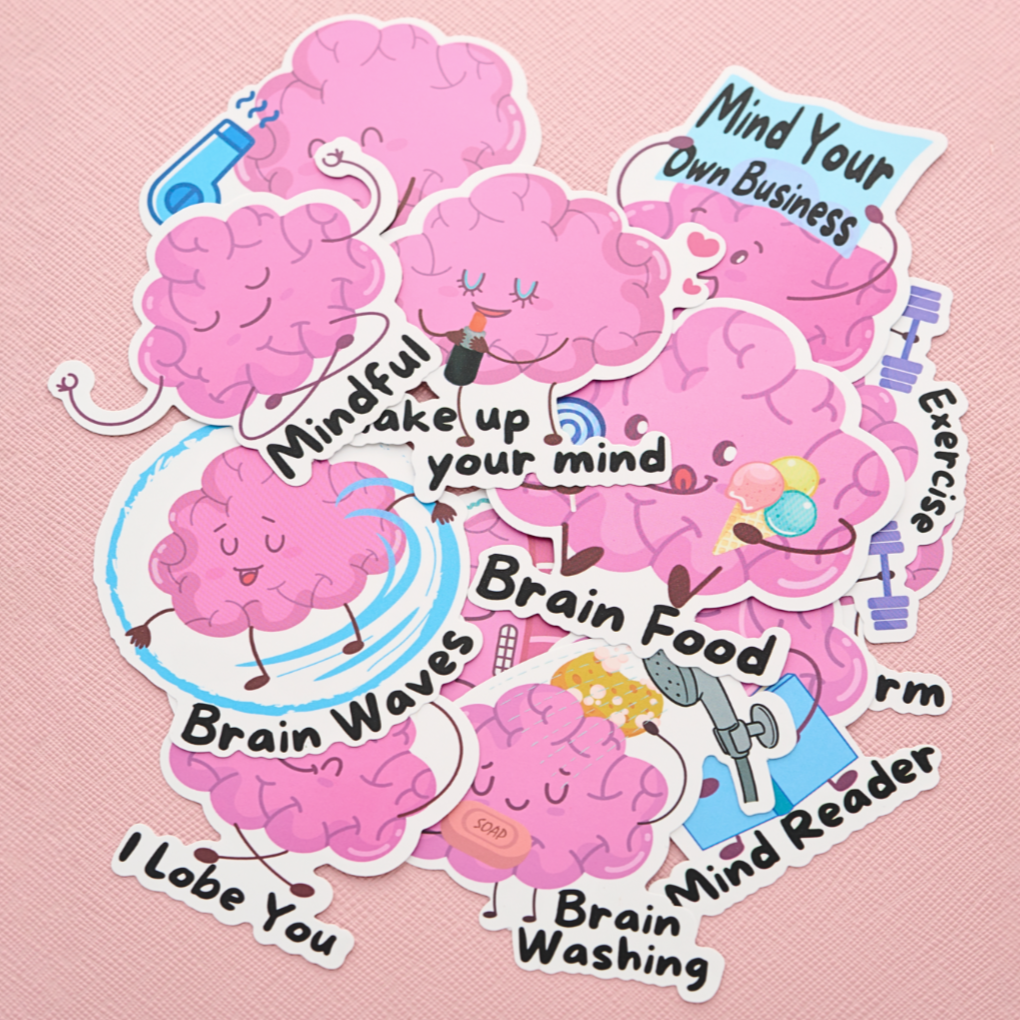 Brain Sticker Pack 12pcs – AdaMarie Jewelry